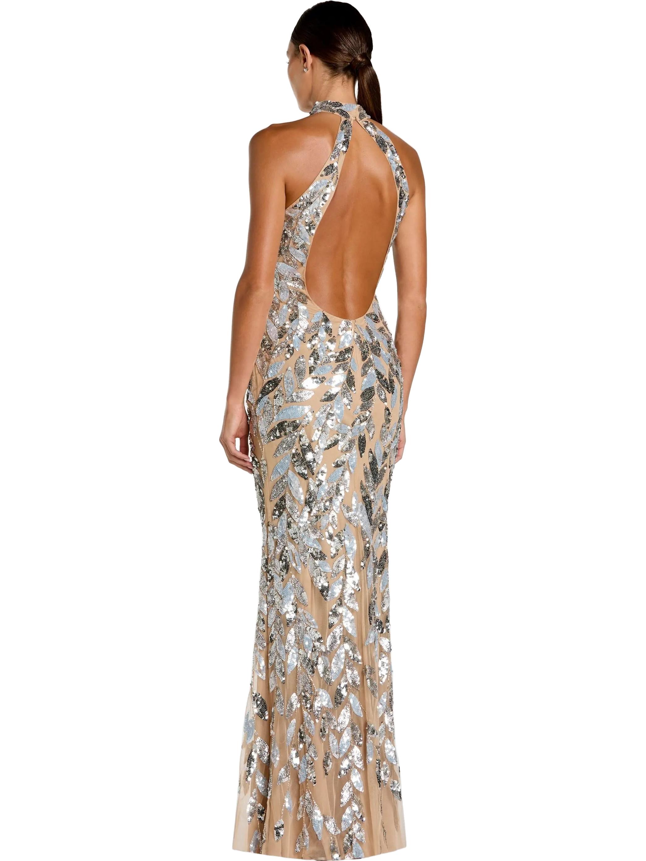 MAC DUGGAL Mac Duggal Embellished Halter Neck Column Gown